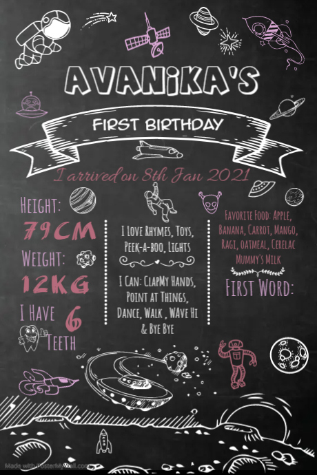 Copy of Space Theme Chalkboard Birthday Poster | PosterMyWall