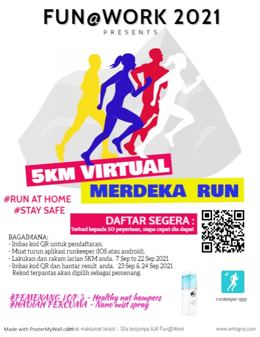 Copy of 5KM VIRTUAL MERDEKA RUN - BM | PosterMyWall