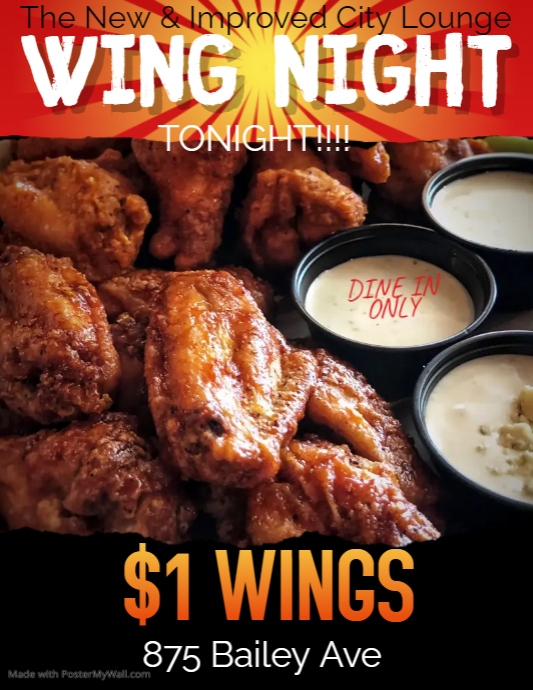 Restaurant Pub or Bar Wing Special Night Flyer | PosterMyWall