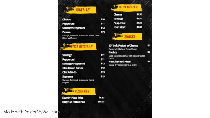 2023-24 Food Menu | PosterMyWall