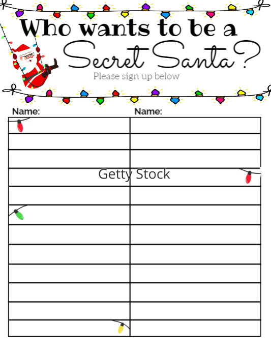 Secret Santa sign up sheet flyer poster event | PosterMyWall