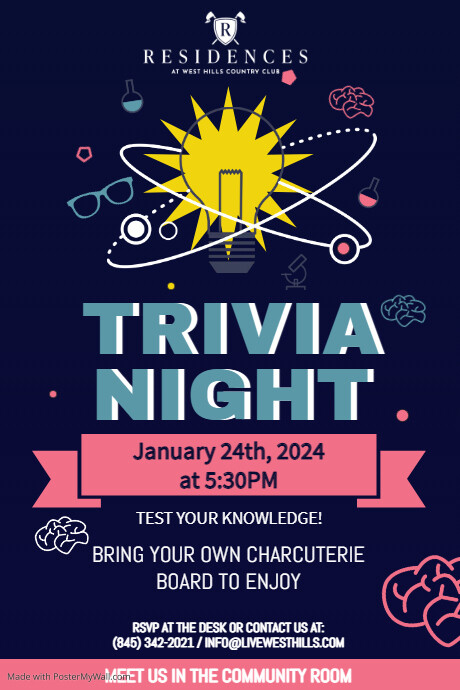 Blue Trivia Night Contest Poster | PosterMyWall