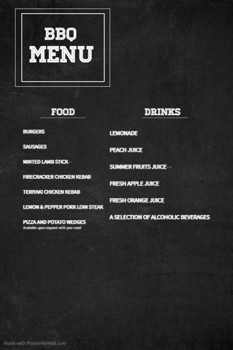 chalkboard restaurant pizza menu template | PosterMyWall