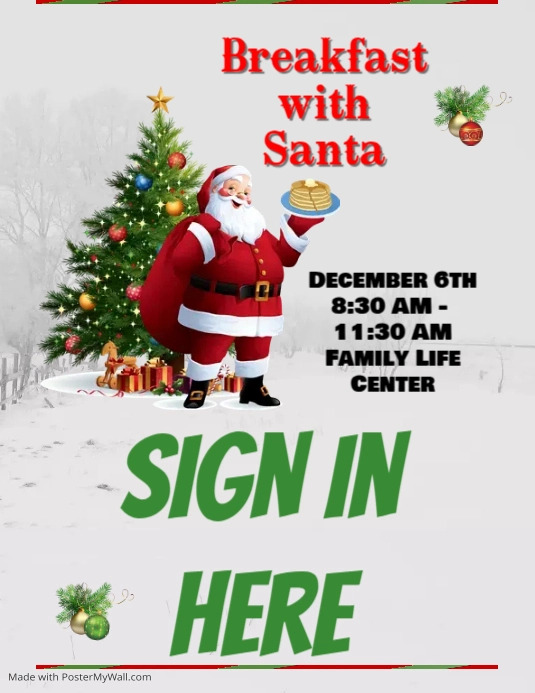 Breakfast with Santa Sign in Here 8x11 | PosterMyWall