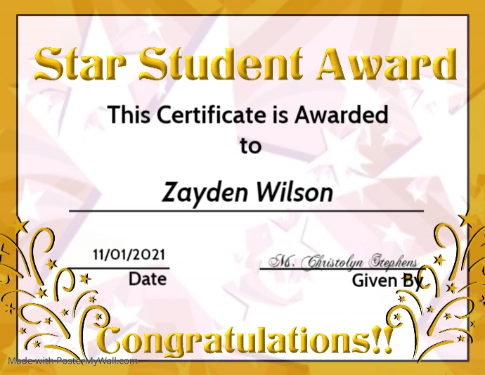Copy of 2021 Star Student Award | PosterMyWall