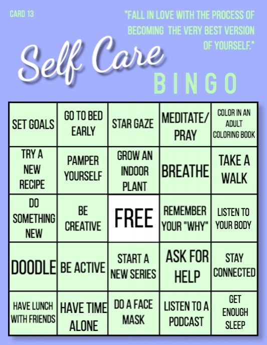 Copy of Self Care Bingo - Card 13 | PosterMyWall