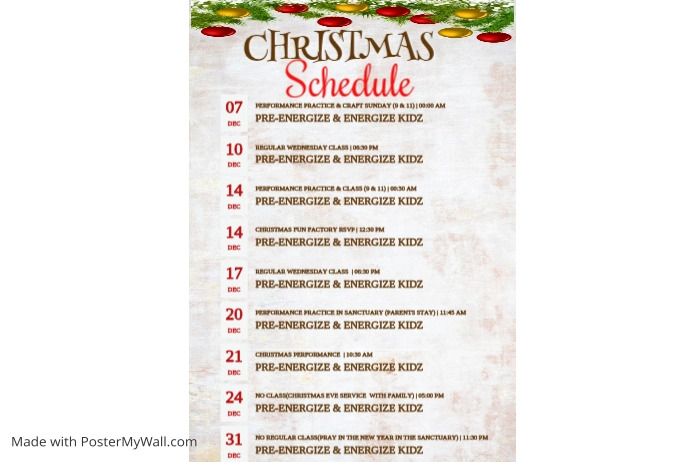 christmas event schedule | PosterMyWall