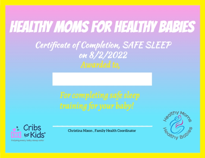 Safe Sleep Certificate | PosterMyWall