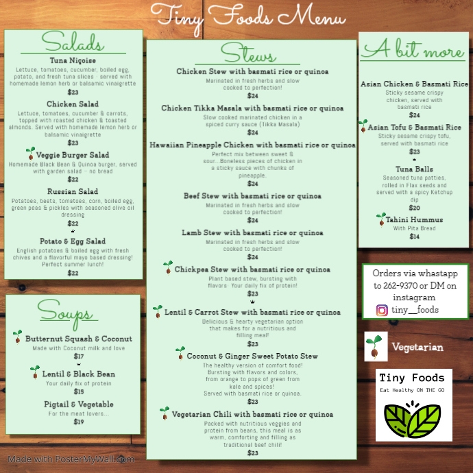 UPDATED IG Menu Template | PosterMyWall