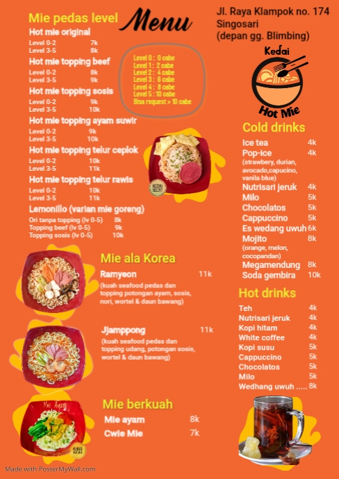 Copy of Menu Hot Mie color New | PosterMyWall