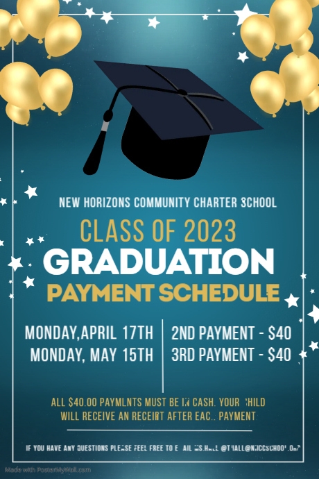 Teal and gold graduation banner | PosterMyWall