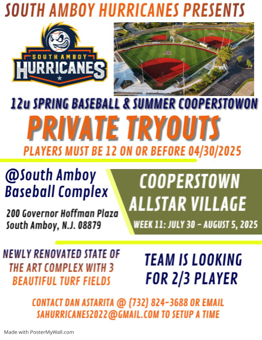 Copy of SA Hurricanes 10u 50/70 Tryouts | PosterMyWall