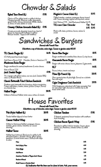 TK Maguire's Lunch/Dinner Menu 2 | PosterMyWall