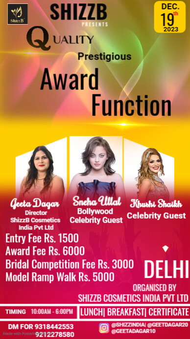 Copy of RAKESH Award fee Structure | PosterMyWall