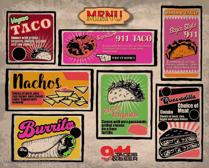 911_8x10 Hand Menu_Front | PosterMyWall