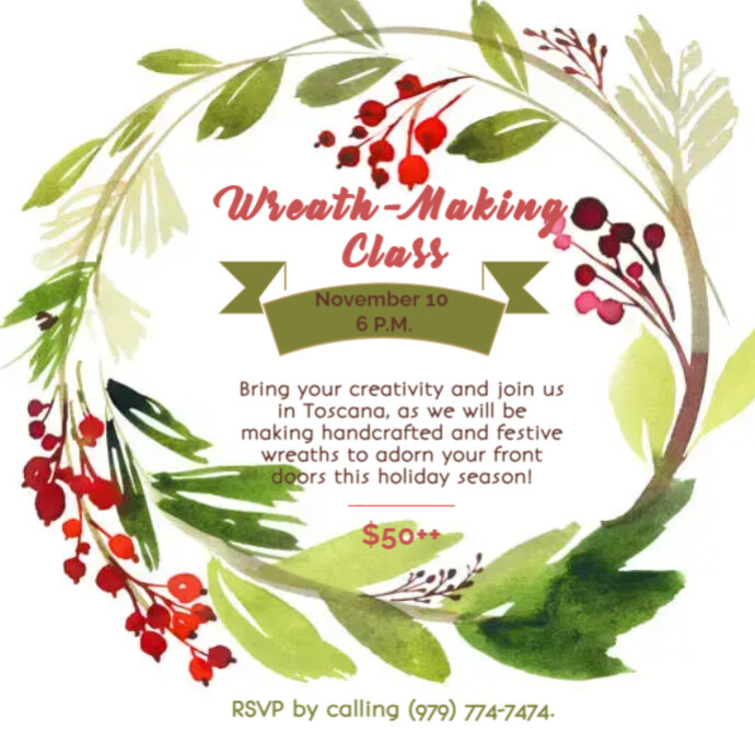 11.10.23 Wreath Making Class | PosterMyWall