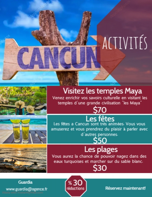 Copie de Cancun Travel Poster Flyer Template | PosterMyWall