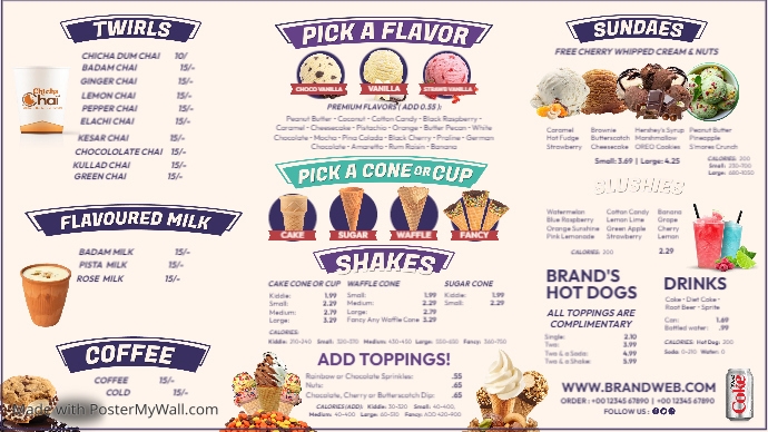 Ice Cream Menu Display Template | PosterMyWall