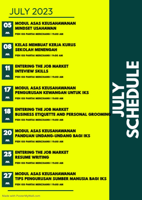 Copy of JULY SCHEDULE TEMPLATE | PosterMyWall