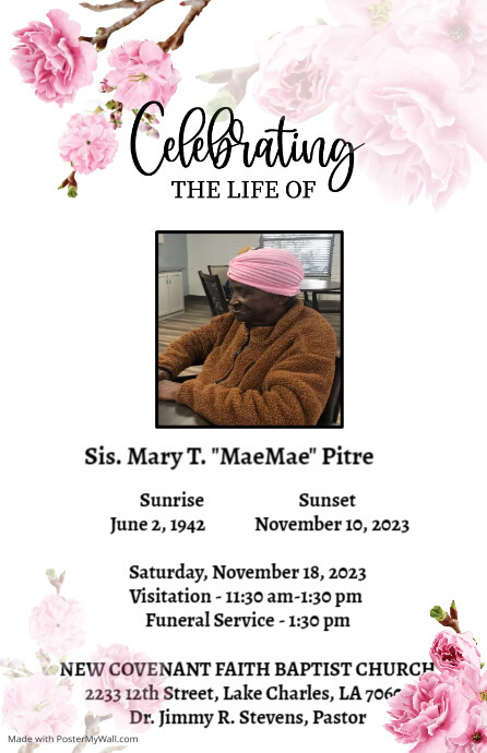 Pink floral Funeral Program Template (1) | PosterMyWall