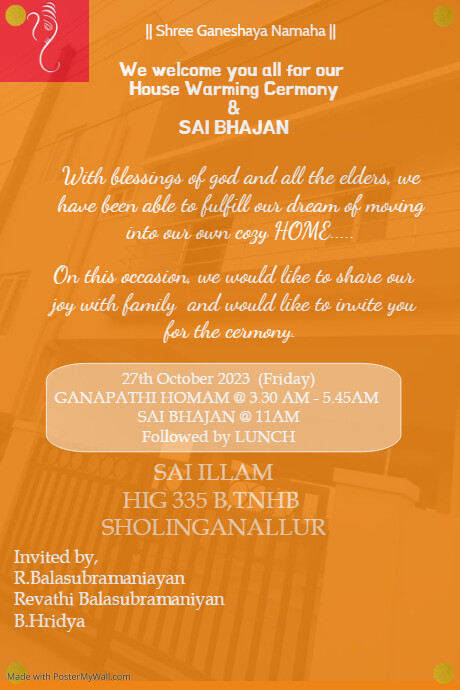 House warming ceremony template | PosterMyWall