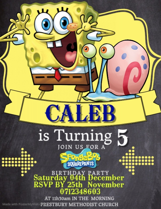 Copy of Kids Spongebob Birthday Invitation Template | PosterMyWall