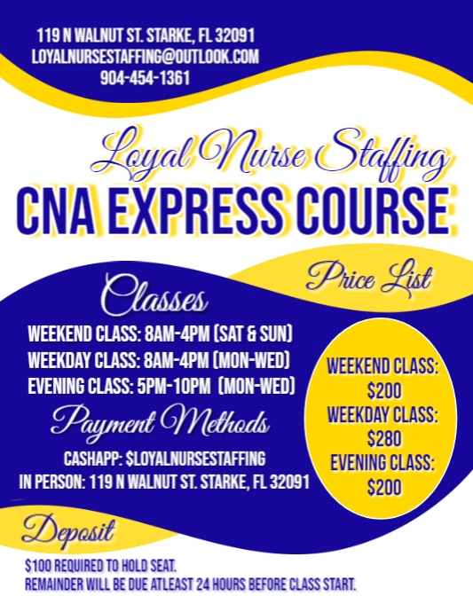 LOYAL NURSE STAFFING CNA EXPRESS COURSE | PosterMyWall