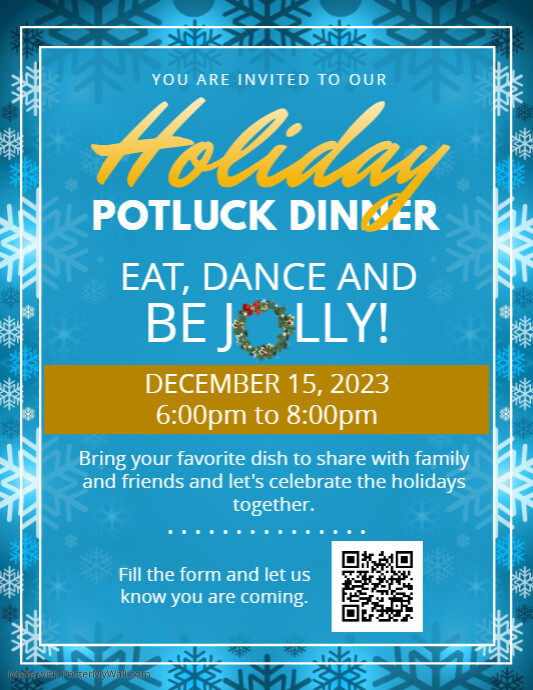 Blue Christmas Potluck Party Flyer | PosterMyWall