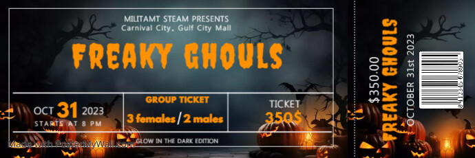 Halloween Theatre Ticket template | PosterMyWall