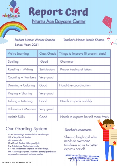 Copy of Copy of Elementary School Report Card | PosterMyWall