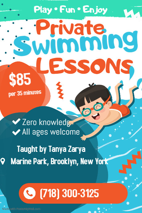 Swimming Lessons Poster Template | PosterMyWall