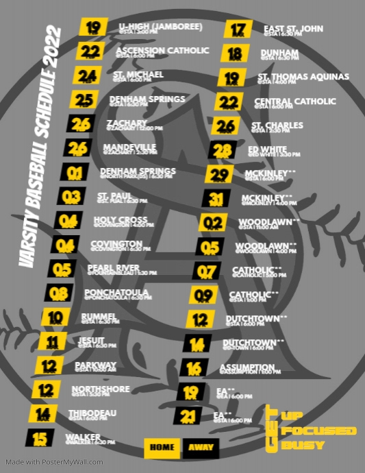 Varsity Schedule 2022 | PosterMyWall