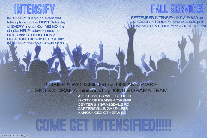 INTENSIFY FALL SERVICES | PosterMyWall
