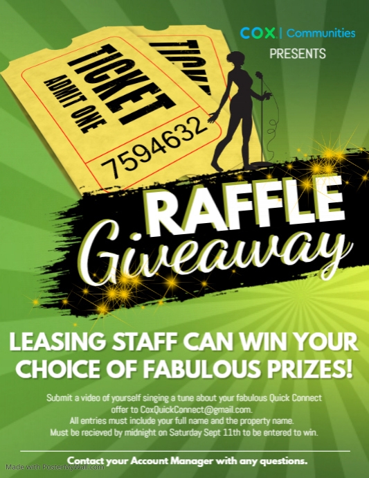 Week 1 Singing Raffle Giveaway | PosterMyWall