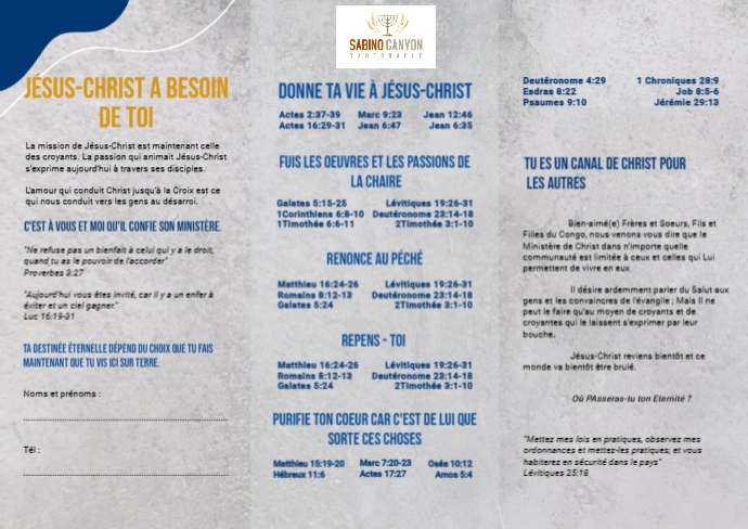 Brochure d'évangélisation verso - Sabino Canyon Tabernacle | PosterMyWall