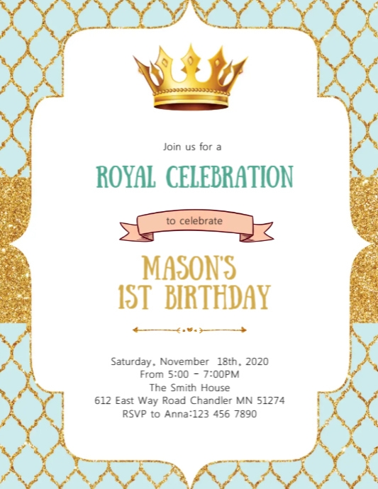 Crown prince birthday party invitation | PosterMyWall