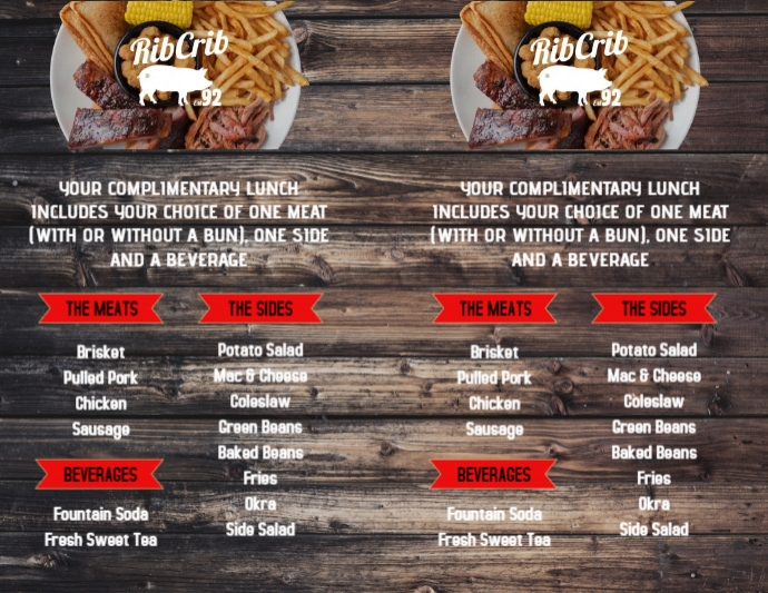 RIBCRIB MENU OPTION 1 | PosterMyWall