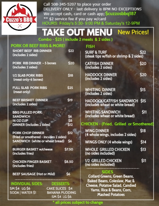 Copy of Delivery Take Out Restaurant Menu Card Prices | PosterMyWall