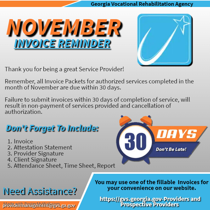 GVRA Invoice Reminder (November) | PosterMyWall