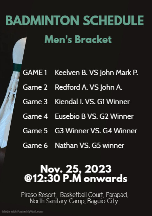 Badminton tournament schedule poster flyer template (1) | PosterMyWall