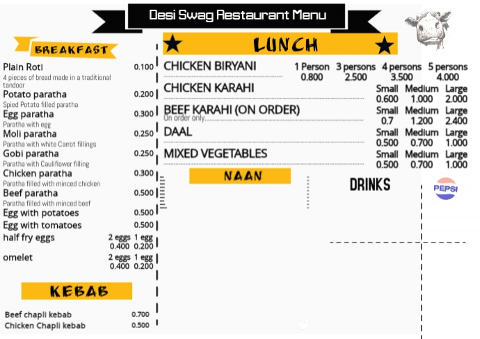 Desi Swag Menu | PosterMyWall