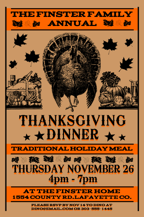 Thanksgiving Dinner Template | PosterMyWall