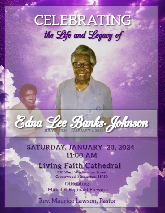 Purple background funeral program template | PosterMyWall