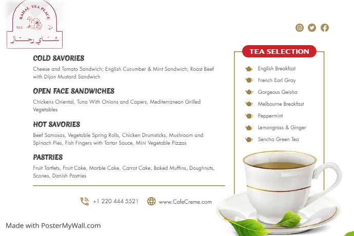 Hi-tea Menu Poster Landscape | PosterMyWall