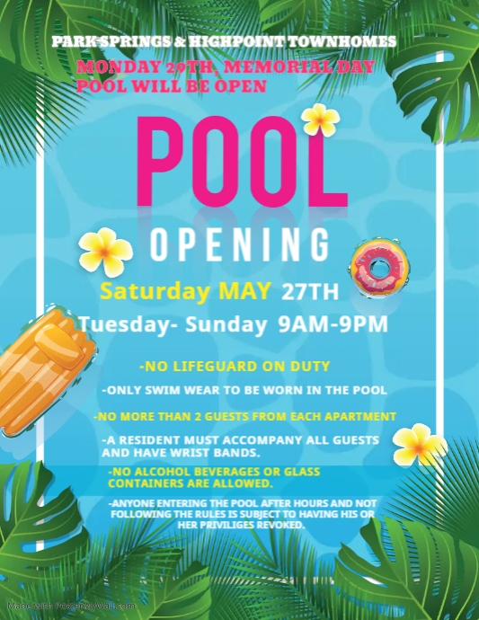 Blue Pool Opening Party Flyer Design | PosterMyWall