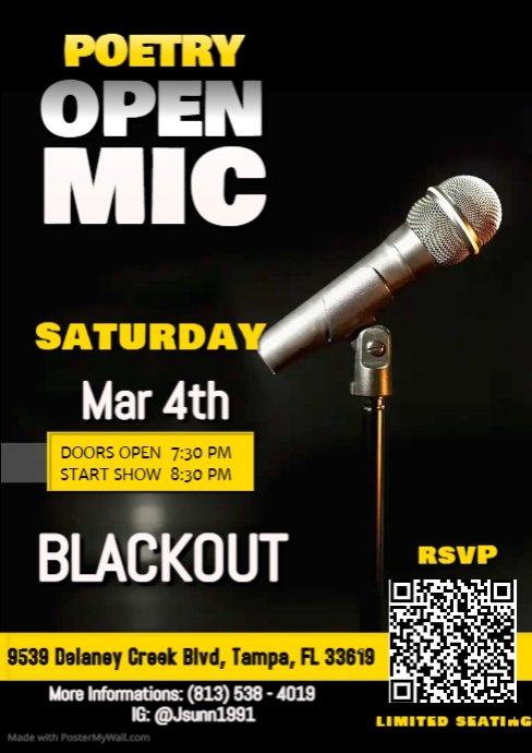 Copy of Comedy Open Mic Flyer Poster Microphone Event | PosterMyWall