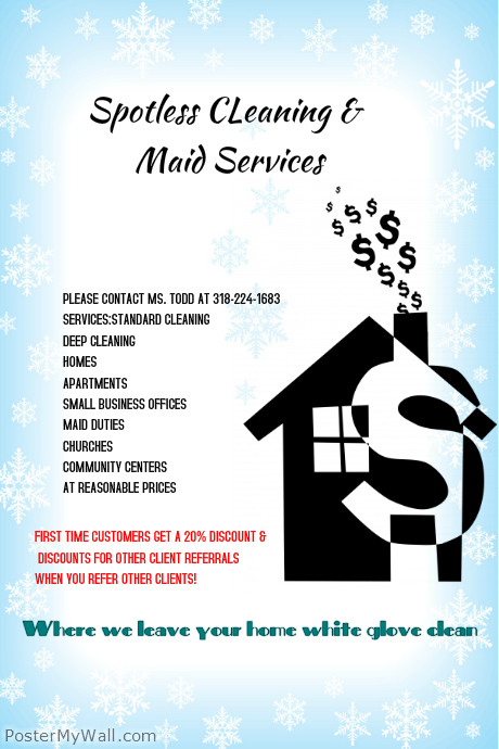 SPOTLESS CLEANING & MAID SERVICES | PosterMyWall