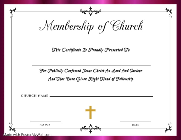Church Membership Certificate | PosterMyWall