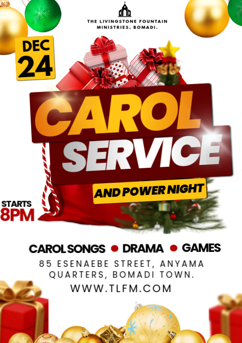 Christmas Carol Service Flyer Template | PosterMyWall