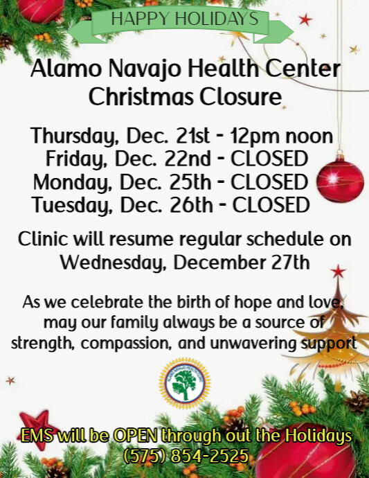 Copy of ANHC Christmas Closure | PosterMyWall